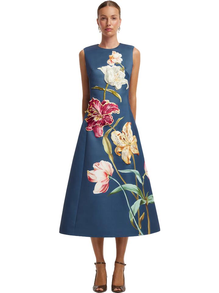 LEO LIN LEO LIN Cleo Embroidered Sleeveless Midi Dress